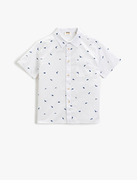 Koton Erkek Çocuk Hayvan Baskılı Kısa Kollu Gömlek Oversize Pamuklu