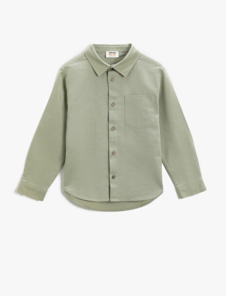 Koton Erkek Çocuk Uzun Kollu Keten Gömlek Cepli