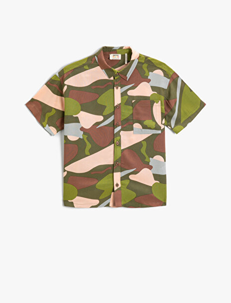 Koton Erkek Çocuk Desenli Gömlek Tek Cepli Düğmeli