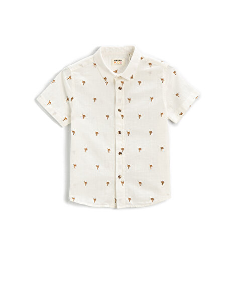 Koton Erkek Çocuk Kısa Kollu Gömlek Palmiye Desenli Pamuklu