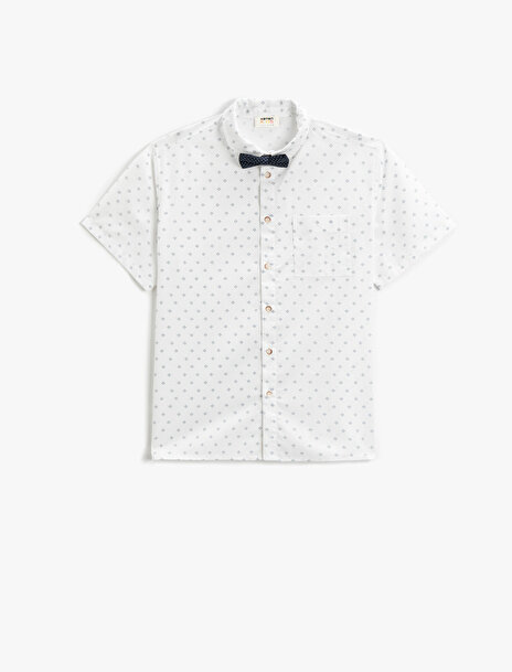 Koton Erkek Çocuk Kısa Kollu Gömlek Papyonlu Cepli Pamuklu Koton Erkek Çocuk Kısa Kollu Gömlek Papyonlu Cepli Pamuklu