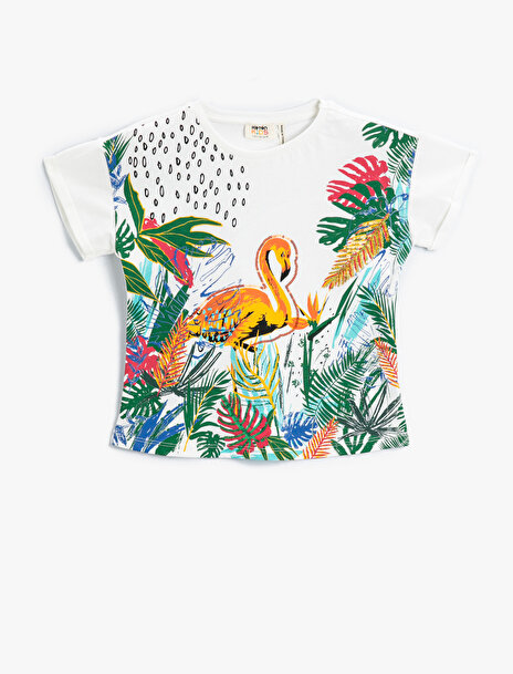 Koton Kız Çocuk Flamingo Baskılı Tişört Yaz Temalı Bisiklet Yaka Pamuklu Koton Kız Çocuk Flamingo Baskılı Tişört Yaz Temalı Bisiklet Yaka Pamuklu