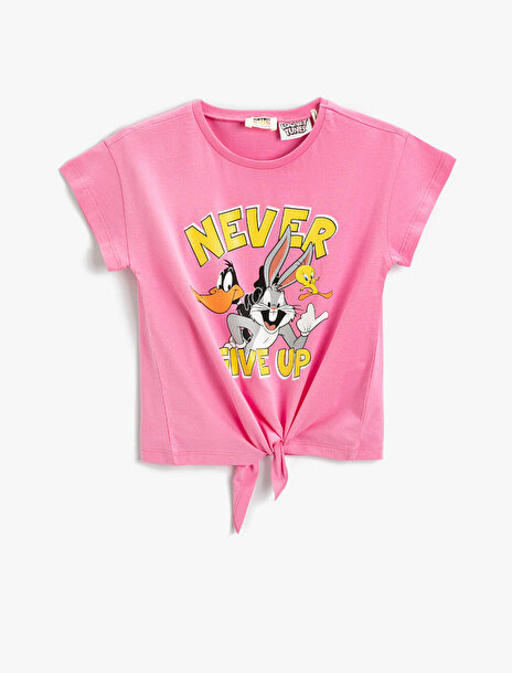 Koton Kız Çocuk Looney Tunes Lisanslı Baskılı Tişört  Bağlama Detaylı