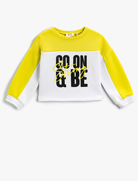 Koton Kız Çocuk Slogan Baskılı Renk Bloklu Sweatshirt Koton Kız Çocuk Slogan Baskılı Renk Bloklu Sweatshirt