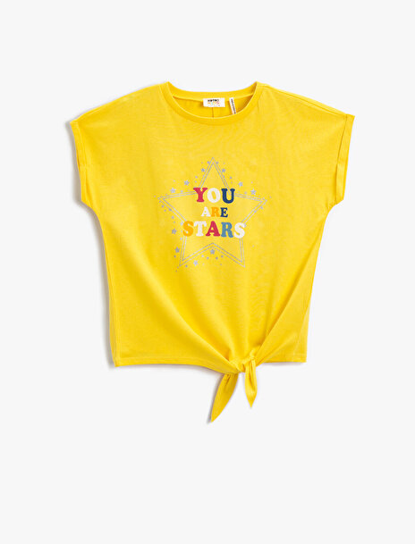 Koton Kız Çocuk Yıldız Baskılı Kısa Kollu Tişört Pamuklu