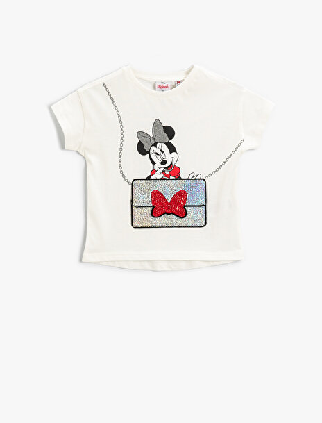 Koton Kız Çocuk Minnie Mouse Lisanslı Baskılı Tişört Pullu Payetli Koton Kız Çocuk Minnie Mouse Lisanslı Baskılı Tişört Pullu Payetli