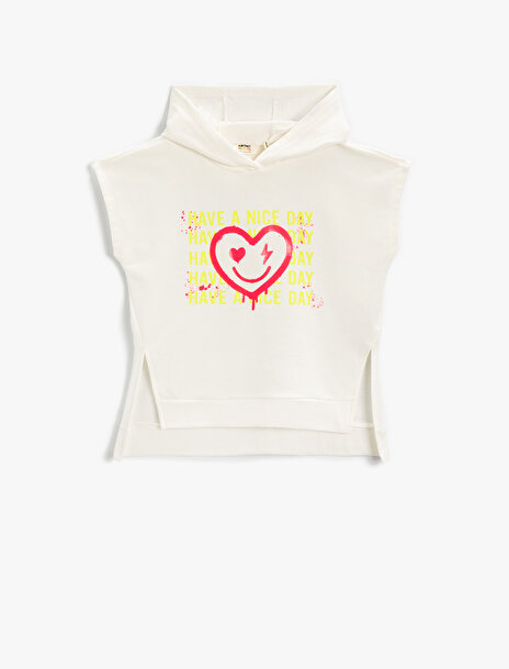 Koton Kız Çocuk Kalp Baskılı Kapüşonlu Kolsuz Sweatshirt Kesik Detaylı Koton Kız Çocuk Kalp Baskılı Kapüşonlu Kolsuz Sweatshirt Kesik Detaylı