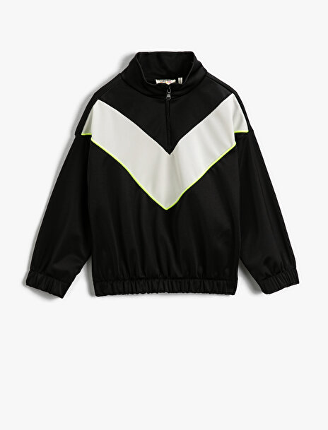 Koton Kız Çocuk Şeritli Yarım Balıkçı Yaka Sweatshirt Koton Kız Çocuk Şeritli Yarım Balıkçı Yaka Sweatshirt