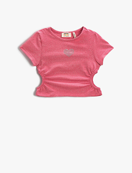 Koton Kız Çocuk Pencere Detaylı Crop Tişört Slim Pamuklu