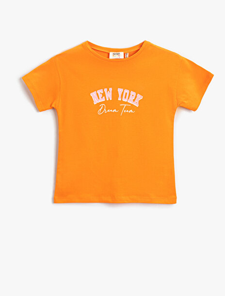 Koton Kız Çocuk Şehir Baskılı Kısa Kollu Tişört Pamuklu