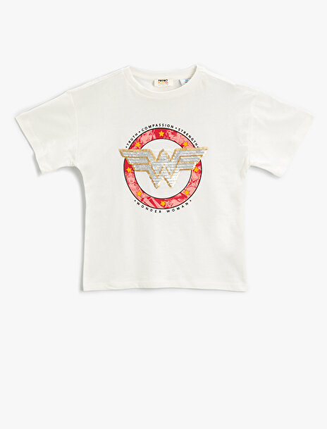 Koton Kız Çocuk Wonder Woman Lisanslı Pullu Payetli Kısa Kollu Tişört Pamuklu Koton Kız Çocuk Wonder Woman Lisanslı Pullu Payetli Kısa Kollu Tişört Pamuklu