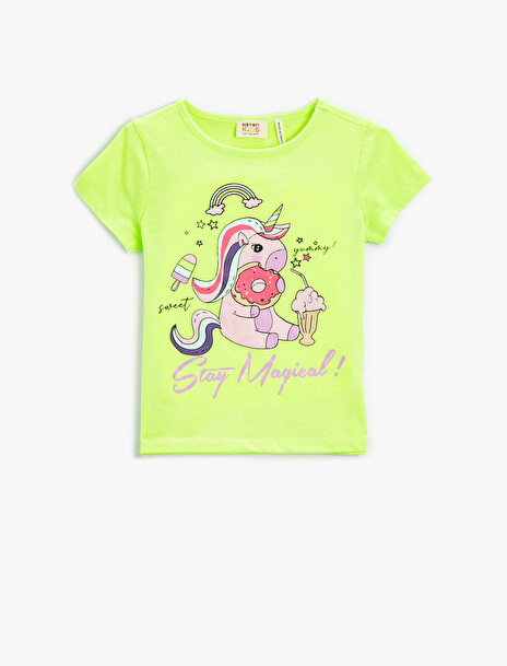 Koton Kız Çocuk Unicorn Baskılı, Kısa Kollu, Pamuklu Tişört