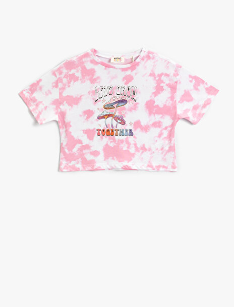 Koton Kız Çocuk Oversize Tişört Baskılı Kısa Kollu Bisiklet Yaka Pamuklu