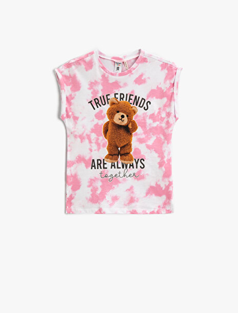 Koton Kız Çocuk Teddy Bear Baskılı Tişört Batik Desenli Kolsuz Pamuklu Koton Kız Çocuk Teddy Bear Baskılı Tişört Batik Desenli Kolsuz Pamuklu