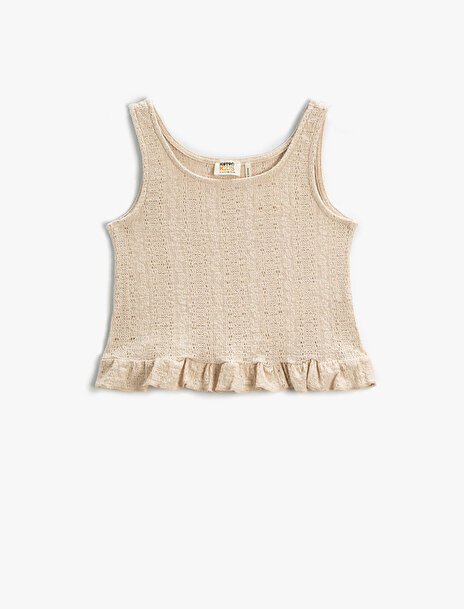 Koton Kız Çocuk Crop İnce Triko Üst Kolsuz Fırfırlı Bisiklet Yaka