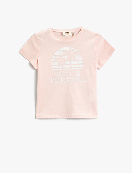 Koton Kız Çocuk Yaz Temalı Baskılı Kısa Kollu Tişört Pamuklu