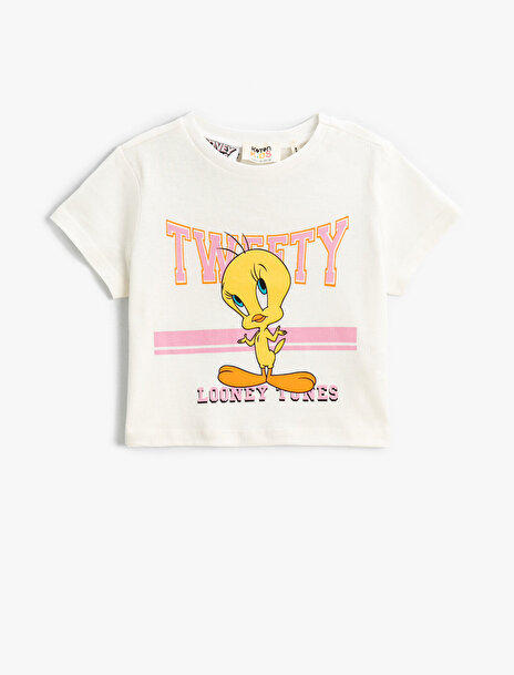 Koton Kız Çocuk Tweety Baskılı Tişört Lisanslı Kısa Kollu Pamuklu
