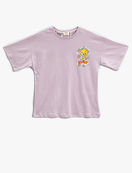 Koton Kız Çocuk Sırtı Tweety Baskılı Tişört Lisanslı Pamuklu