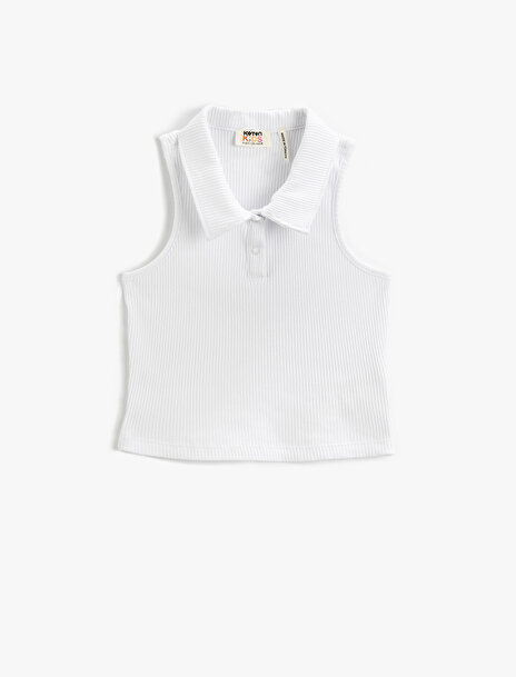 Koton Kız Çocuk Polo Yaka Kolsuz Crop Tişört Ribanalı Pamuklu Koton Kız Çocuk Polo Yaka Kolsuz Crop Tişört Ribanalı Pamuklu