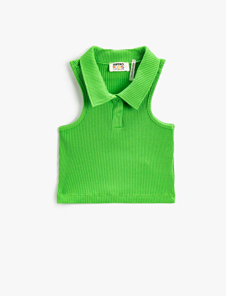 Koton Kız Çocuk Polo Yaka Kolsuz Crop Tişört Ribanalı Pamuklu Koton Kız Çocuk Polo Yaka Kolsuz Crop Tişört Ribanalı Pamuklu