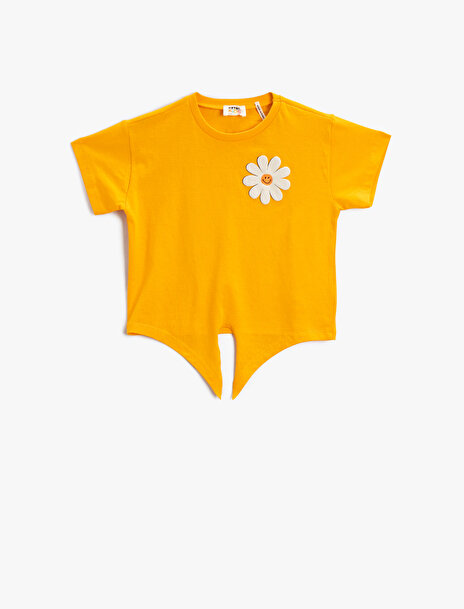 Koton Kız Çocuk Beli Bağlamalı Tişört Çiçek Baskılı Kısa Kollu Bisiklet Yaka Pamuklu Koton Kız Çocuk Beli Bağlamalı Tişört Çiçek Baskılı Kısa Kollu Bisiklet Yaka Pamuklu