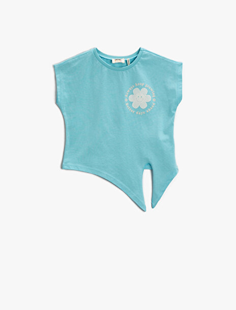 Koton Kız Çocuk Baskılı Tişört Beli Bağlamalı Kısa Kollu Bisiklet Yaka Pamuklu Koton Kız Çocuk Baskılı Tişört Beli Bağlamalı Kısa Kollu Bisiklet Yaka Pamuklu