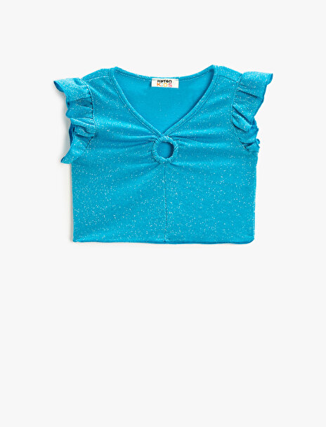 Koton Kız Çocuk Fırfırlı Crop Tişört Pencere Detaylı Koton Kız Çocuk Fırfırlı Crop Tişört Pencere Detaylı