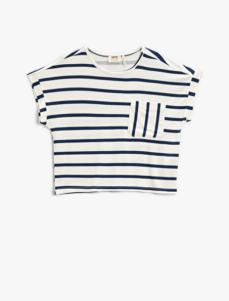 Koton Kız Çocuk Çizgili Oversize Crop Tişört  Kısa Kollu Pamuklu Koton Kız Çocuk Çizgili Oversize Crop Tişört  Kısa Kollu Pamuklu
