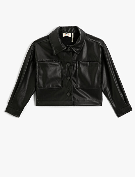 Koton Kız Çocuk Gömlek Yaka Suni Deri Ceket