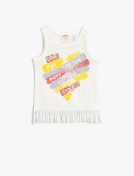 Koton Kız Çocuk Slogan Baskılı Püsküllü Atlet Pamuklu