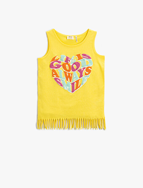 Koton Kız Çocuk Slogan Baskılı Püsküllü Atlet Pamuklu