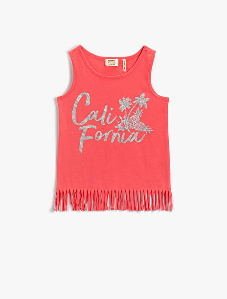 Koton Kız Çocuk Püsküllü Baskılı Atlet Pamuklu