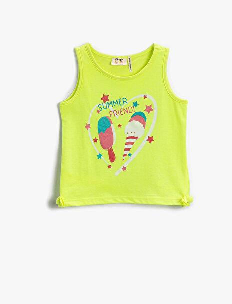 Koton Kız Çocuk Yaz Temalı Dondurma Baskılı Bisiklet Yaka Atlet