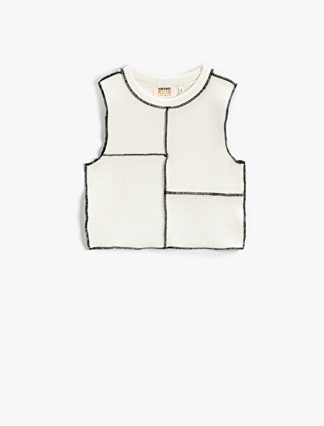 Koton Kız Çocuk Süs Dikişli Bloklu Crop Atlet