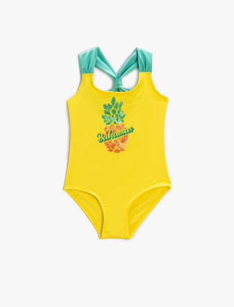 Koton Kız Çocuk Ananas Baskılı Mayo Pul Detaylı Koton Kız Çocuk Ananas Baskılı Mayo Pul Detaylı