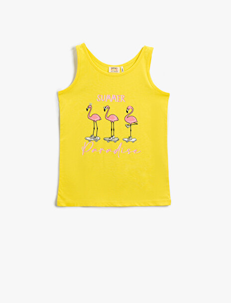 Koton Kız Çocuk Flamingo Baskılı Atlet Pamuklu