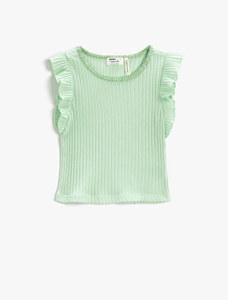 Koton Kız Çocuk Fırfırlı Kolsuz Crop Üst Ribanalı Pamuklu