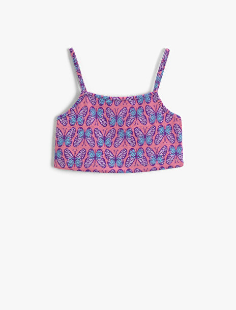 Koton Kız Çocuk Kelebek Baskılı İnce Askılı Crop Atlet Halter Yaka Koton Kız Çocuk Kelebek Baskılı İnce Askılı Crop Atlet Halter Yaka
