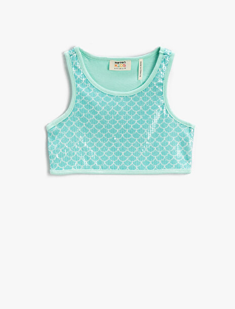 Koton Kız Çocuk Pullu Crop Üst Kolsuz Bisiklet Yaka Koton Kız Çocuk Pullu Crop Üst Kolsuz Bisiklet Yaka