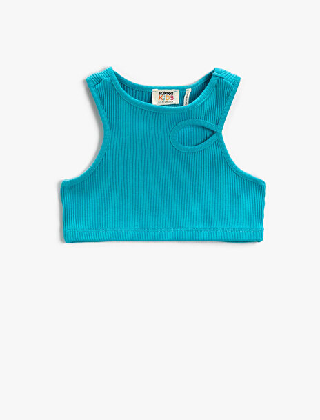 Koton Kız Çocuk Pencere Detaylı Crop Üst Ribanalı Kolsuz Pamuklu