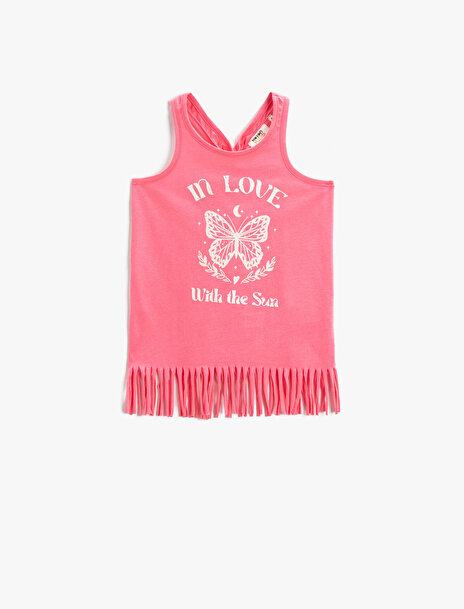 Koton Kız Çocuk Püsküllü Üst Kolsuz Bisiklet Yaka Pamuklu