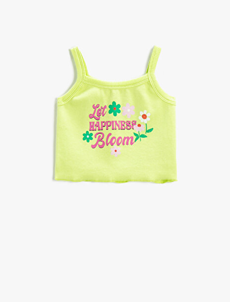 Koton Kız Çocuk Crop Üst Ribanalı Baskılı İnce Askılı Pamuklu Koton Kız Çocuk Crop Üst Ribanalı Baskılı İnce Askılı Pamuklu