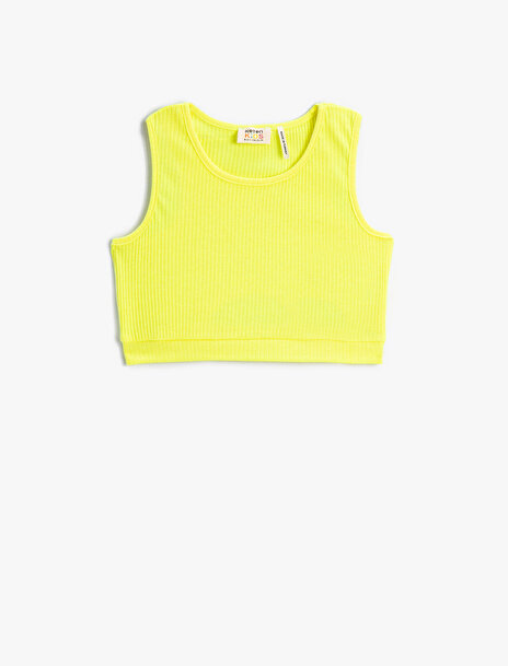 Koton Kız Çocuk Crop Atlet Bisiklet Yaka Fitilli