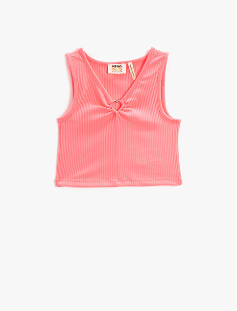 Koton Kız Çocuk Crop Üst Kolsuz Ribanalı Büzgülü V Yaka Koton Kız Çocuk Crop Üst Kolsuz Ribanalı Büzgülü V Yaka