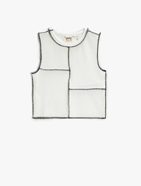 Koton Kız Çocuk Crop Üst Halter Yaka Ribanalı Dikiş Detaylı