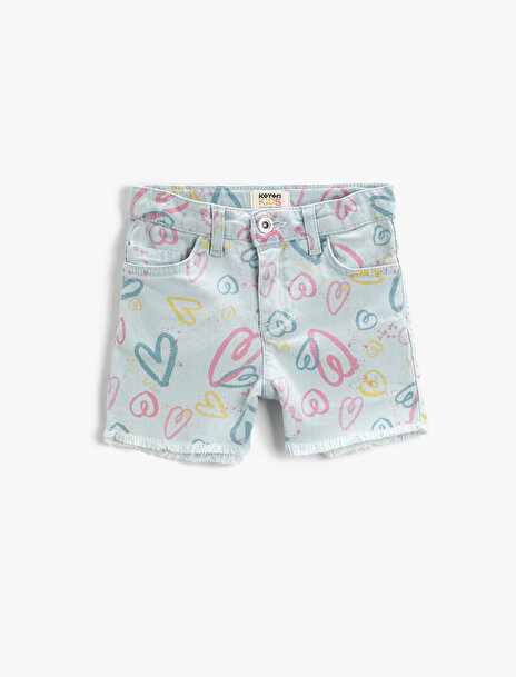 Koton Kız Çocuk Desenli Bermuda Kot Şort Pamuklu Koton Kız Çocuk Desenli Bermuda Kot Şort Pamuklu