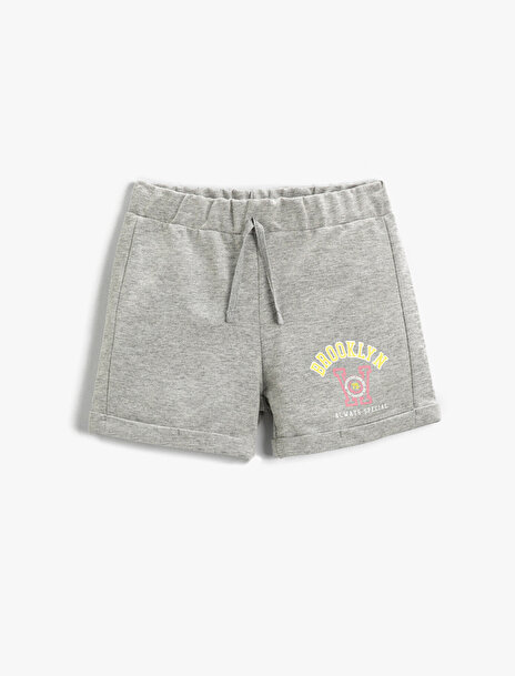 Koton Kız Çocuk Baskılı Kısa Şort Pamuklu Beli Bağcıklı