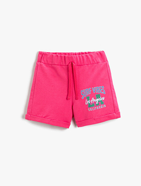 Koton Kız Çocuk Baskılı Kısa Şort Pamuklu Beli Bağcıklı