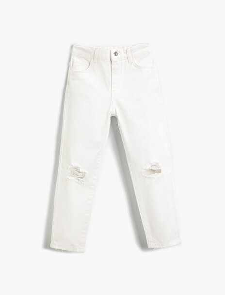 Koton Kız Çocuk Dizi Yırtık Boyfriend Kot Pantolon Pamuklu