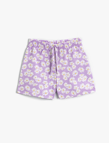 Koton Kız Çocuk Papatya Baskılı Şort Beli Bağcıklı